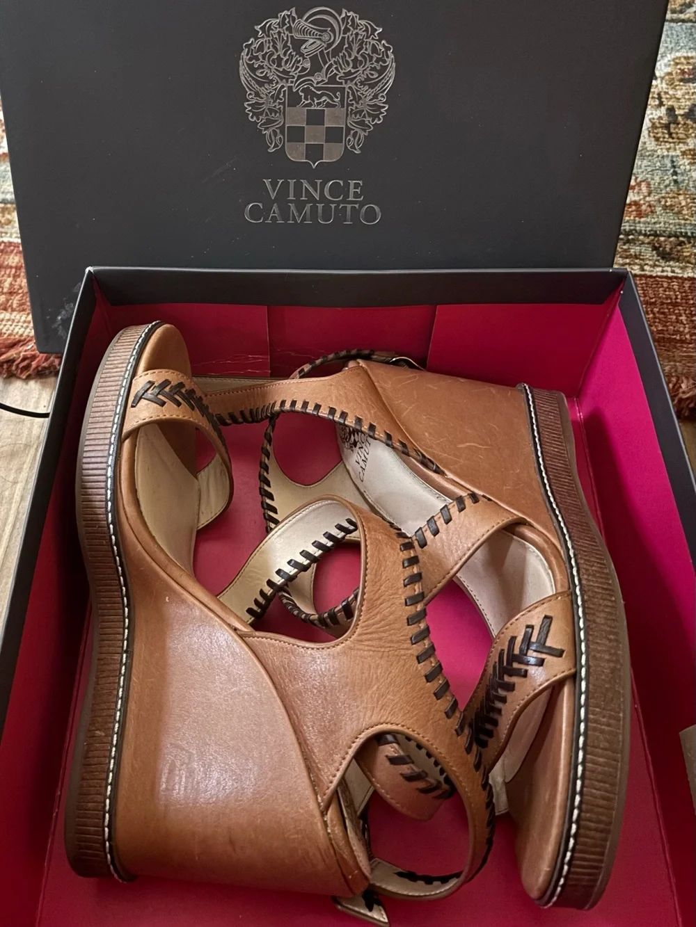 Vince Camuto | Shoes | Vince Camuto Brown Braided Leather Ankle Strap ...